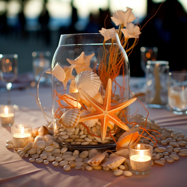beach theme wedding table decorations